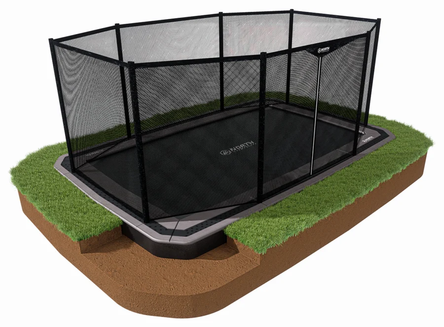 NORTH® Rectangle In-Ground 15 ft x 10 ft Trampoline Safety Net – Marin ...