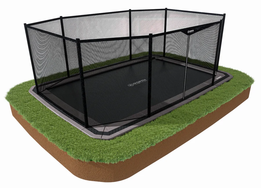 NORTH® Rectangle In Ground 17 ft x 12 ft Trampoline Safety Net – Marin ...